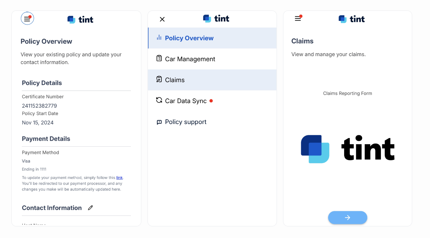 How can I file and track a claim in the Tint Portal?